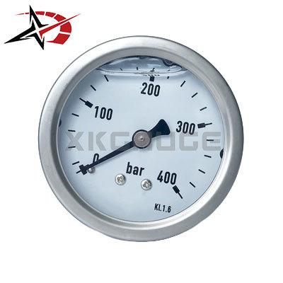 Quality Shock Resistant 63mm Liquid Filled Pressure Gauge 0-400 Bar Axial Back Stainless for Hydraulic Monitoring for sale