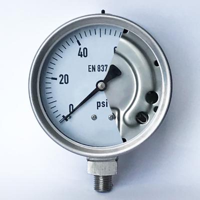 中国 KL 1.0固体前部タイプ100つのPsiの100mmの圧力計の二重目盛 販売のため