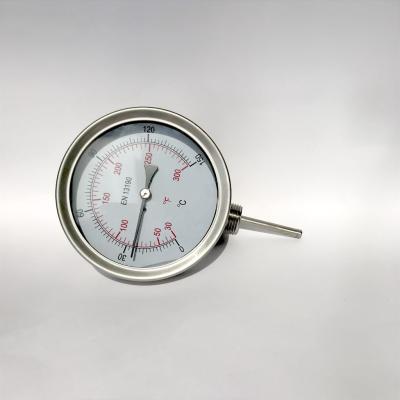 Cina Termometro bimetallico 100mm del quadrante regolabile del gambo tutto l'acciaio inossidabile in vendita