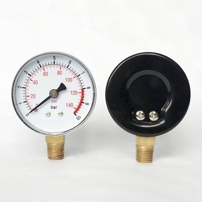 Cina manometro pratico della scala doppia di 63mm manometro del collegamento del fondo da 230 PSI EN837-1 in vendita