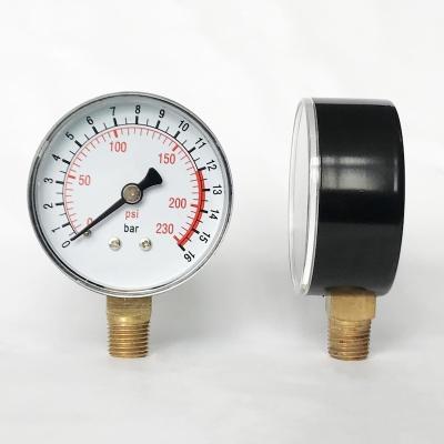 Cina manometro pratico della scala doppia di 63mm manometro del collegamento del fondo da 230 PSI EN837-1 in vendita