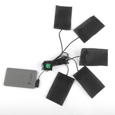 China 7.4V 5V Battery Heated Pad For Clothing With Smart Temperature Control Switch for sale
