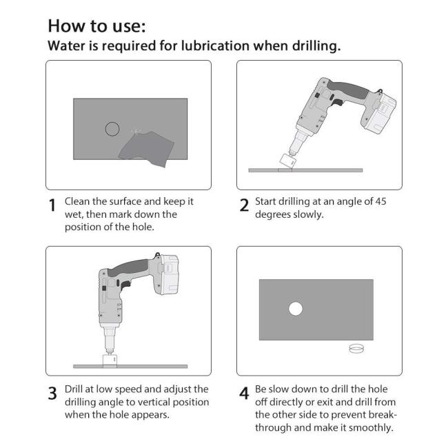 5-piece diamond grit hole saw kit for porcelain tile and granite