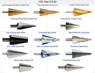 China High Speed Steel Step Drill Bit Hex Shank Titanium Coated Straight Flute For Metal Titanium Step Drill Bit for sale