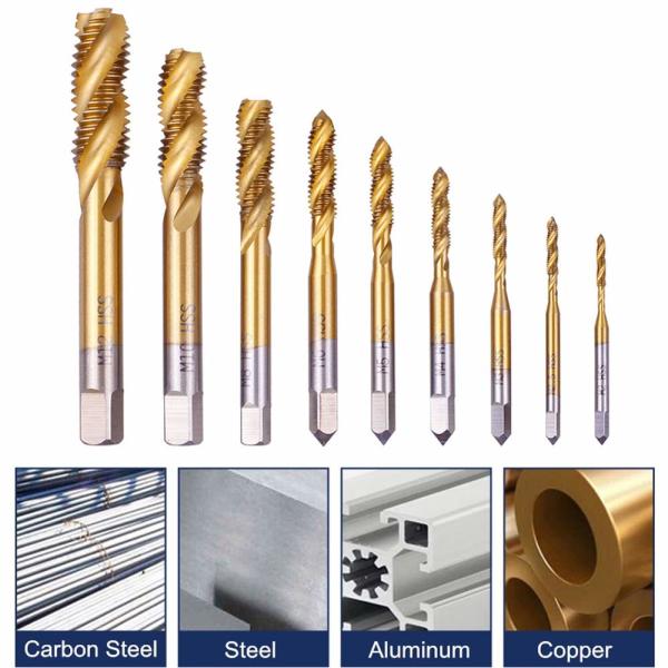 M12 Titanium Coated Spiral Flute HSS Machine Taps