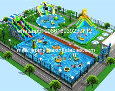 China Attractive Outdoor Inflatable Water Slide With Pool,Frame Pool Type Inflatable Water Park Business Plan For Family Fun for sale