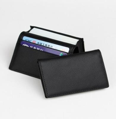 China Embossed logo Card Holder Wallet First Layer leather black case for sale