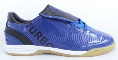 China Customized Indoor Soccer Shoes for men Shinning PU / Rubber sole Blue for sale