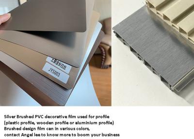 China Metallic Silver Brushed PVC Wrapping Film For Frame Profile Anti Scratched for sale