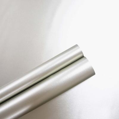 China Gloss Metallic Silver PVC Decorative Film For Furniture Panel Lamination for sale