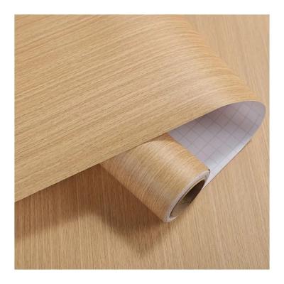 China Stock Color New Wood Grain PVC Decorative Film Wallpaper Wooden Adhesive Foil for sale
