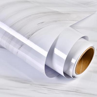 China Glossy Marble Self-Adhesive Kitchen Wallpaper For Oil-Proof Ceramic Tile Wall Sticker Cabinet Renovation Marble Film for sale
