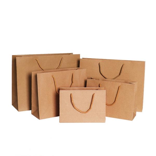 Quality Custom Shopping Large Kraft Paper Supermarket Bags Food Snacks With Ribbon for sale