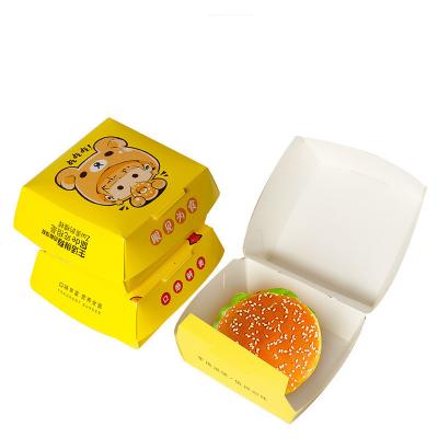 China Customized Logo Printed Food Grade Burger Box Container made of Cardboard Paper for sale