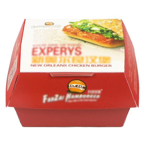 Personalized Design Recyclable Hamburger Boxes for Takeaway Food 4C/UV/Lamination/Varnish/Hot Stamping/Embossing/Stamping