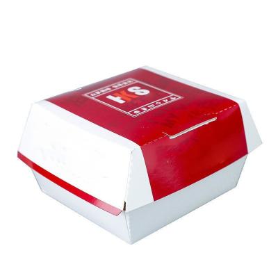 China Fashionable Foldable White Cardboard Disposable Food Burger Box with Customized Color Printed Logo and Recycled Materials for sale