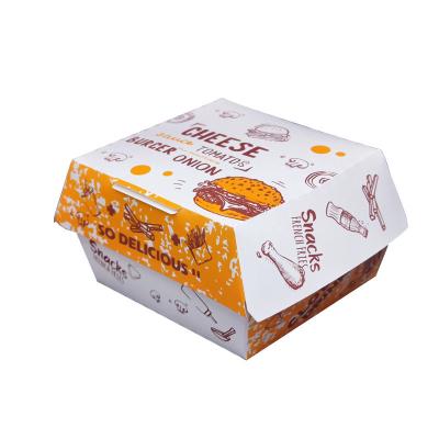 China Customized Logo Acceptable Disposable Kraft Paper Burger Box for Eco-Friendly Fast Food Packaging for sale