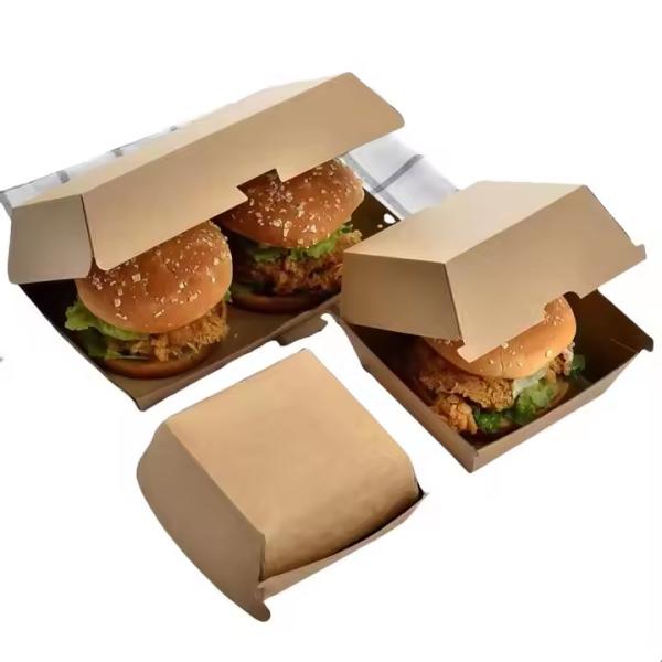 Quality Burger Box  Customized Disposable Corrugated Cardboard Fast Food Packaging for Hamburgers  Fries Delivery for sale