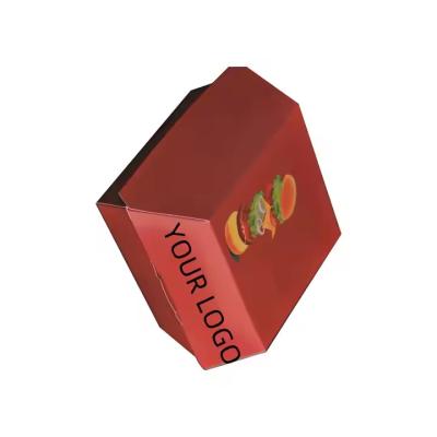 China Caja de hamburguesas personalizada con embalaje de papel kraft desechable de comida rápida ecológico y reciclable en venta