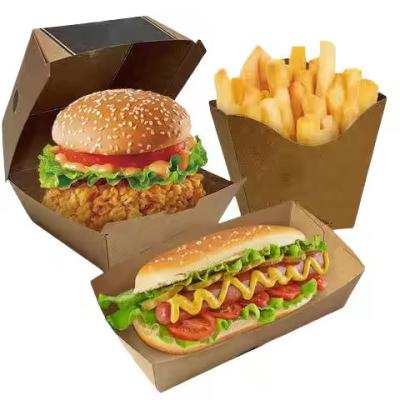 China Gepersonaliseerd ontwerp gegolfde hamburgerbakken milieuvriendelijk en oliebestendig voor opvouwbare wegwerpfastfoodverpakkingen Te koop