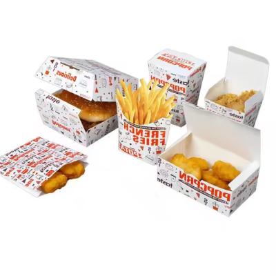 China Food-Grade Oil-Resistant Paper Containers Custom Fast Food Boxes for Takeaway Burgers Hot Dogs and Fries for sale