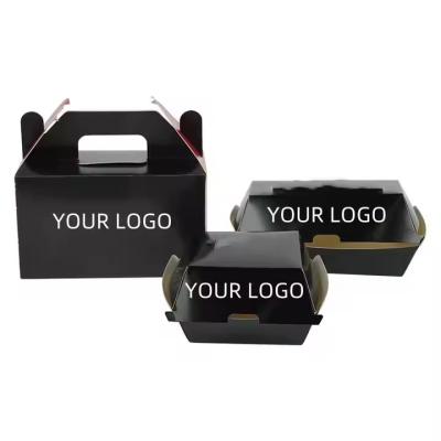 China Custom logo wegwerpverpakkingsdozen voor hamburger friet Kip ISO9001 gecertificeerd en fastfood Te koop