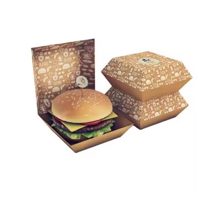 China Disposable Foldable Kraft Burger Box for Fast Food Takeaway Customized Design for sale