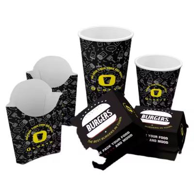 China Custom-Printed Eco-Friendly Hamburger Fried Chicken Boxes Biodegradable Folders for Customer's Specific Requirement for sale