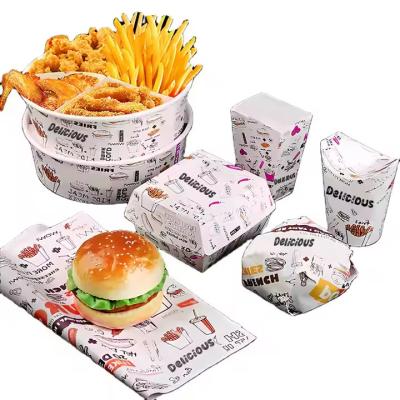 China Custom-Printed Eco-Friendly Hamburger Fried Chicken Boxes Biodegradable Folders for Customer's Specific Requirement for sale