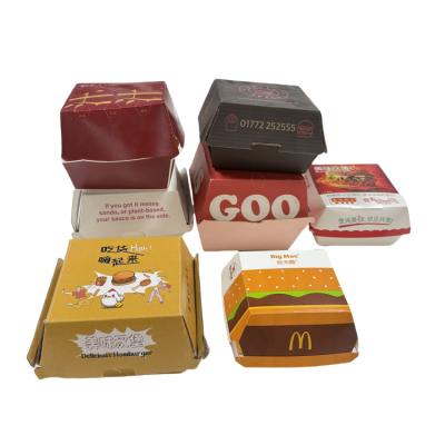 China Custom Oil Proof Burger Holder Glossy Lamination Folders Box Type for Disposable Food Packaging for sale