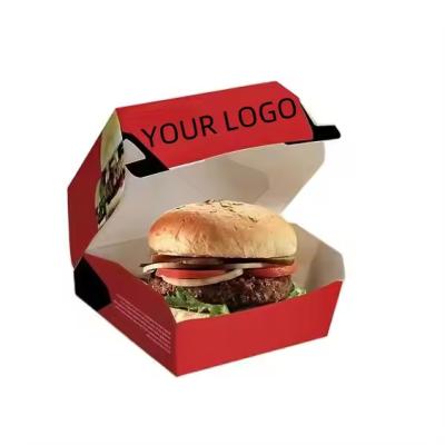 China Caja de hamburguesas biodegradable ecológica Contenedor de comida rápida personalizado con recubrimiento UV en venta