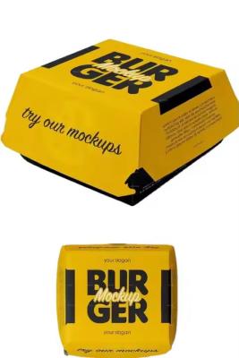 China Caja de hamburguesas biodegradable ecológica Contenedor de comida rápida personalizado con recubrimiento UV en venta