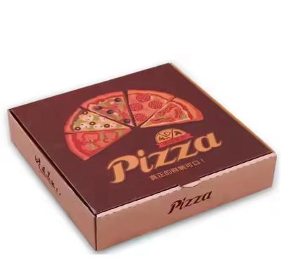 Caixas de pizza de papel kraft biodegradável de cor personalizada com logotipo embalagens descartáveis de fast food para levar