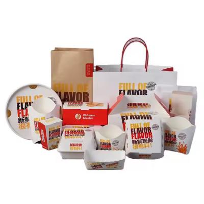 China Paper Cardboard Customized Printing Biodegradable Fast Food Boxes for French Fries Fried Chicken Burgers for sale