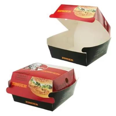 China Cutomized Sizes Custom Logo Disposable Burger Boxes for Fast Food Takeaway Made of Paper Cardboard for sale