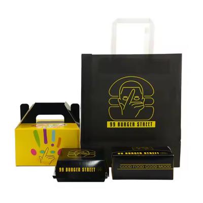 China Custom Printed Fast Food Packaging Boxes for Burgers Fries Chicken Wings Eco-Friendly Food Container for sale