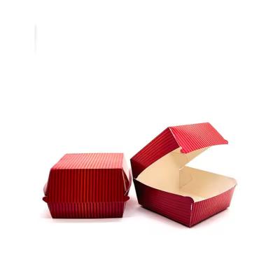 중국 맞춤 인쇄 한 번 사용 가능한 식품 등급 크래프트 종이 햄버거 박스 판매용