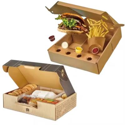 중국 사용자 지정 로고 패스트 푸드 프라이 치킨 햄버거를 위한 친환경 크래프트 종이 상자 판매용