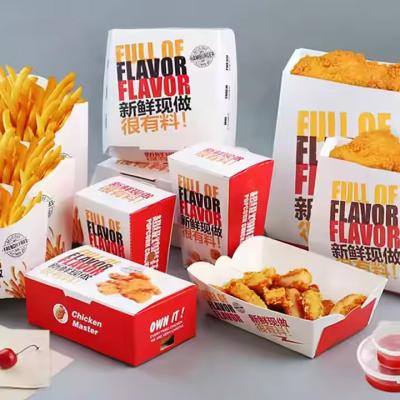 China Customized Recyclable Paper Cardboard Boxes for Fried Chicken Burgers and French Fries Takeaway for sale