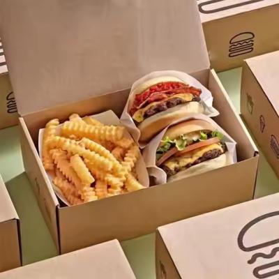 China Eco-Friendly Customized Hamburger Box Biodegradable Paper Cardboard Fast Food Box for sale