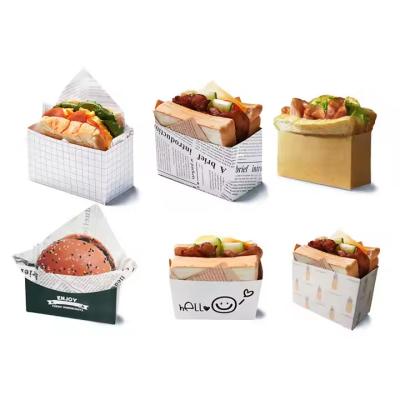 China Wholesale Food Grade Paper Burger Packaging Fast Food Sandwich Burger Takeaway Box for sale