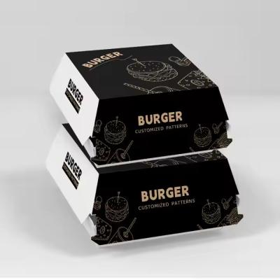 China Customized Hamburger Box Eco-friendly Fast Food Food Grade White Cardboard Oil Resistant for sale
