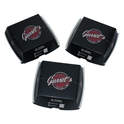 China Caja de hamburguesas personalizada Logotipo tamaño Eco-amigable y reciclable Caja de papel de calidad de comida rápida en venta