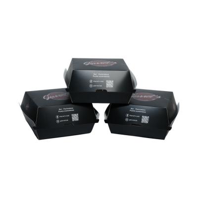 China Caja de hamburguesas personalizada Logotipo tamaño Eco-amigable y reciclable Caja de papel de calidad de comida rápida en venta
