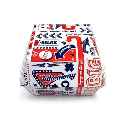 중국 환경 친화적이고 재활용 가능한 크래프트 종이 햄버거 박스 일회용 패스트 푸드 포장용 맞춤식 식품 용기 판매용