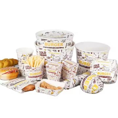 China Customized Printed French Fry Paper Container Hamburger Fast Food Fried Chicken Wing Packaging Box for sale