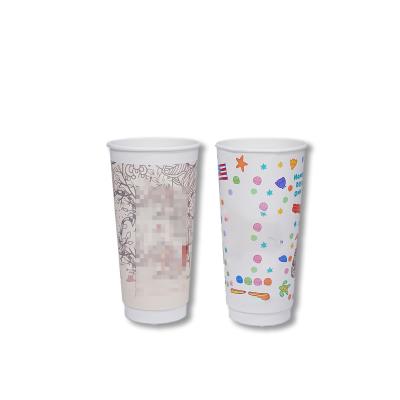 China Disposable Eco-friendly Compostable Wholesale Customized Paper Cups Large Capacity Milk Tea Coffee Cups for sale