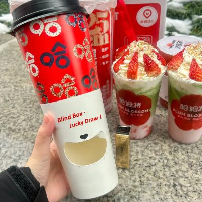 China Customized Surprise Mystery Blind Box Gift Paper Cup Coffee Milk Tea Lucky Cup with Lid for sale