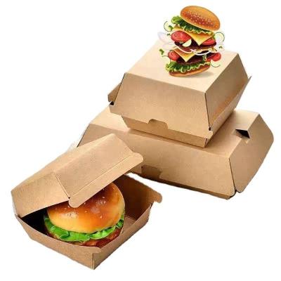 China Eco-friendly custom food packaging corrugated kraft paper clam shell burger box for sale