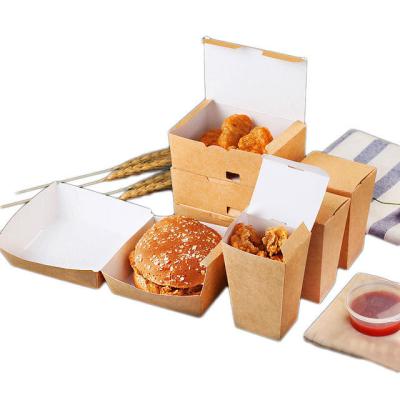 China Biodegradable kraft paper customized disposable burger box and fast food packaging box for sale